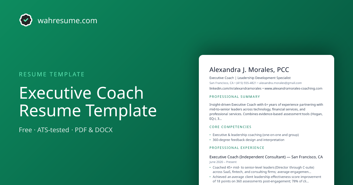 Executive Coach Resume Template (Senior) | Free ATS-Tested